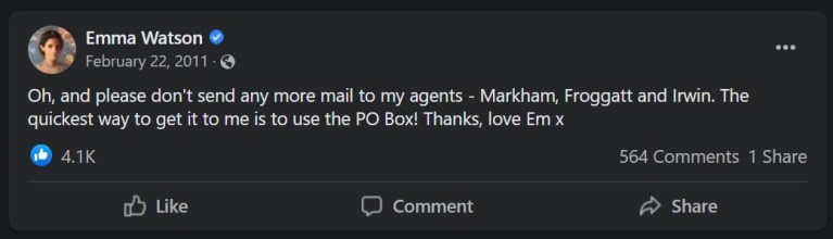 Contact Emma Watson [Address, Email, Phone, DM, and Fan Mail] – Tales ...