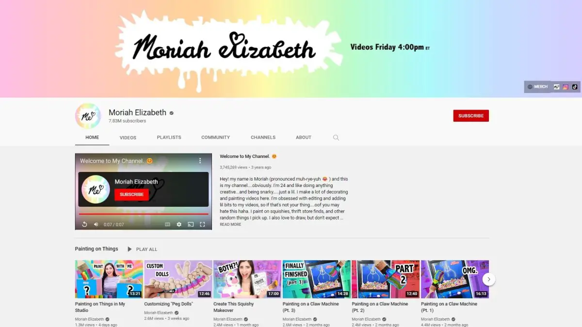 Contact YouTuber Moriah Elizabeth [Address, Email, Fan Mail, DM ...